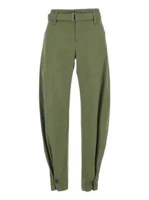 SEMICOUTURE Belted Tapered Casual Pants With Buckle - Green