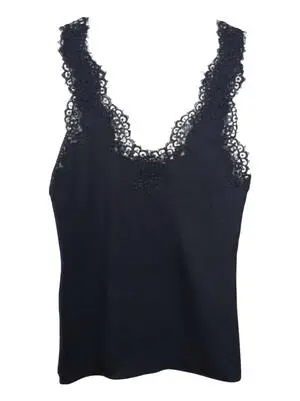 STELLA MCCARTNEY Stella McCartney Lace-Trimmed Satin V-Neck Top With Open Back