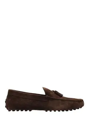 TOD'S Tassel Detail Suede Loafers - Black