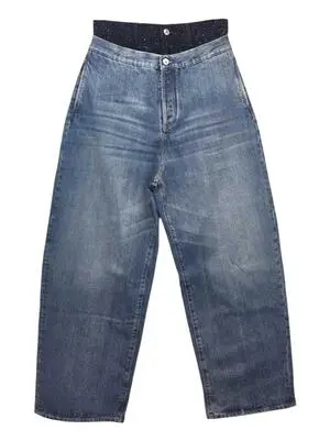 Attico Belt-loop Rhinestone Embellished Jeans - Blue