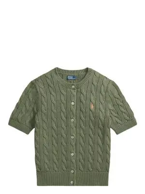 Polo Ralph Lauren Cable-knit Cotton Short Sleeve Cardigan - Green