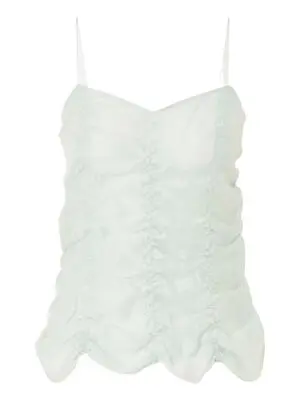 Khaite Khaite Ruched Lyocell And Silk-Blend Tank Lightgreen