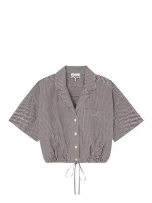 GANNI Collared Short-sleeved Shirt - Gray
