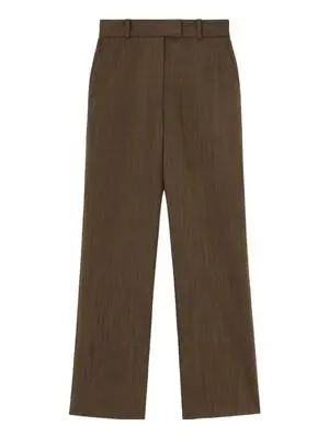GANNI Wool Straight-leg Pants - Brown
