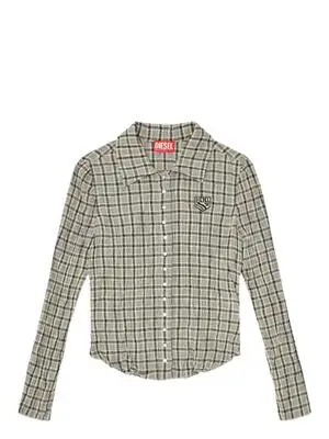 DIESEL® Seersucker Effect Check Shirt - Grey