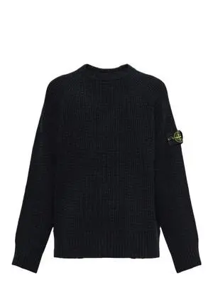 Stone Island Logo Patch Crewneck Jumper - Black