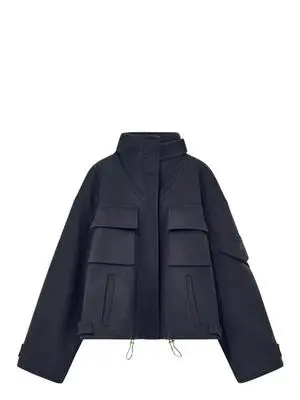 Giorgio Armani Double Cashmere Blouson Coat With Stand-up Collar - Grey