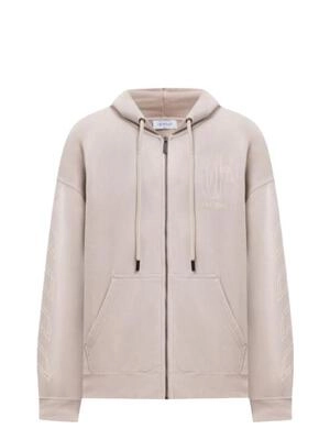 Off-White Full Zip Hoodie - Nude