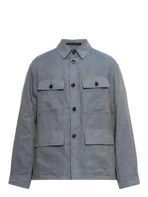 Giorgio Armani Long-sleeved Collared Jacket With Flap Pockets - Gray