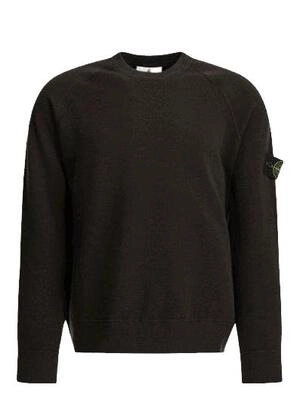 Stone Island Logo Patch Raglan Sleeve Sweater - Black