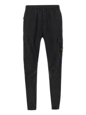 Stone Island Stone Island Elastic Waist Tapered Cargo Trousers Black
