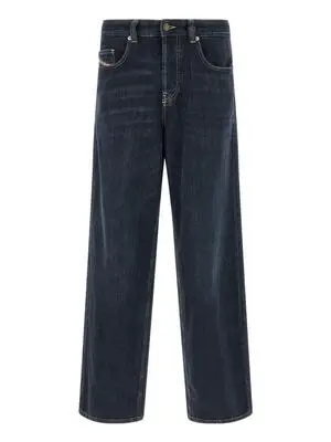 DIESEL® Belt-loop Jeans With Contrast Stitching And Logo Patch - Blue