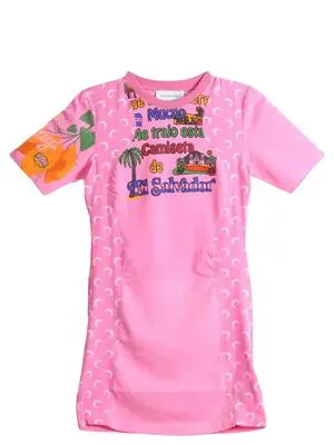 MARINE SERRE Graphic Print Mini Dress - Pink