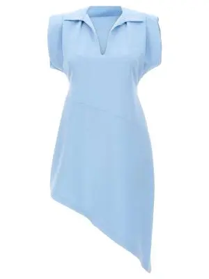 KAOS Asymmetrical Hem Dress With Polo Collar - Light Blue
