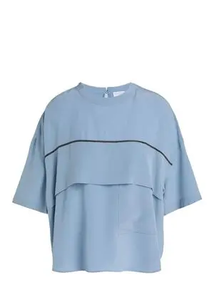 Brunello Cucinelli Short-sleeve Shirt With Embellished Detail - Blue