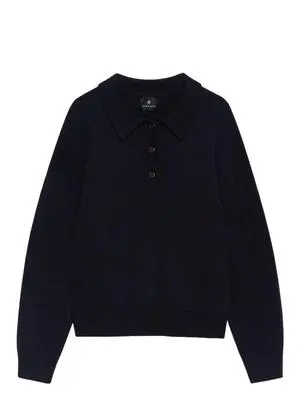 ANINE BING Lee Polo Sweater Navy - Black