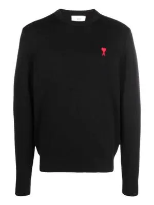 AMI Paris Logo Crew Neck Sweater - Black