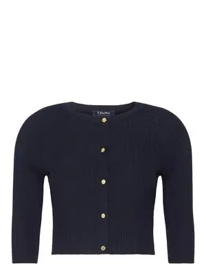 Max Mara Max Mara Virgin Wool Cropped Cardigan Navy