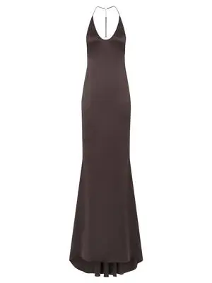 TOM FORD Silk Halterneck Maxi Dress - Brown