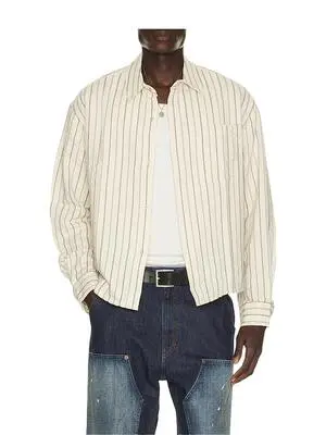 BOUND Porto Herringbone Stripe Long Sleeve Shirt - Cream