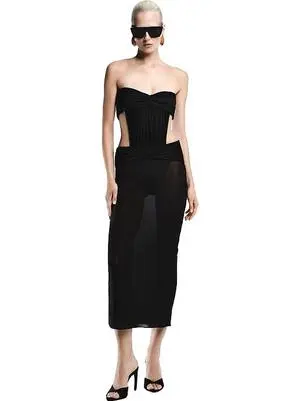 Revolve Strapless Sweetheart Midi Dress With Cutouts - Black