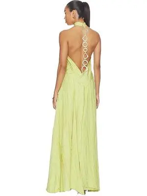 YELLOW THE LABEL Palmetto Halterneck Maxi Dress - Chartreuse