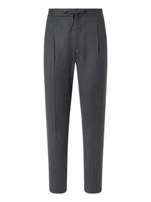 LARDINI Wool And Cashmere-blend Flannel Trousers - Gray