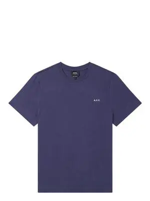 A.p.c. Oliver Logo-embroidered Cotton-jersey T-shirt - Blue