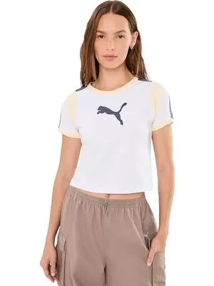 PUMA Graphic Ringer Baby Tee - White