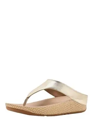 Fitflop Lulu Lux Graphic-weave Leather Wedge Sandals - Gold