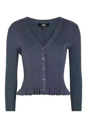 Paige Royce Ribbed Cardigan - Blue