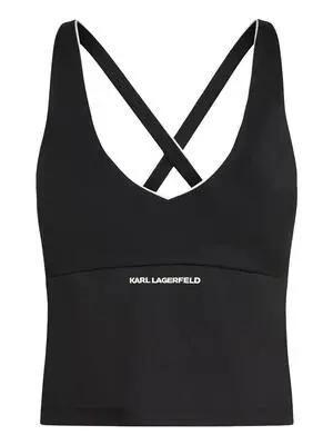 Karl Lagerfeld Athleisure Tank Top With Contrast Piping - Black