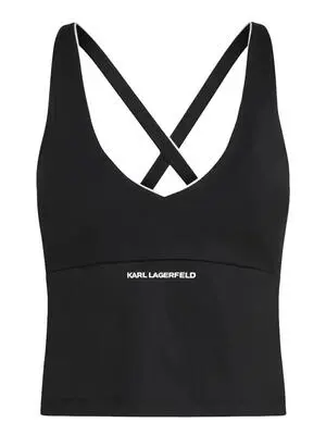 Karl Lagerfeld Athleisure Tank Top With Contrast Piping - Black