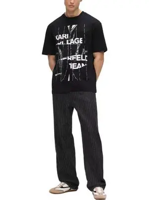 Karl Lagerfeld Graphic Cotton T-shirt - Black