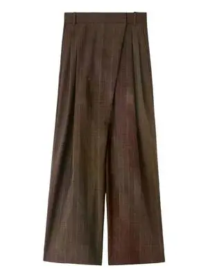 GANNI Pinstripe Wrap-front Wide-leg Trousers - Brown
