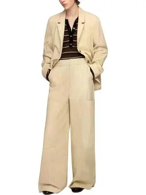 GANNI Pinstriped Patch-pocket Trousers - Neutrals