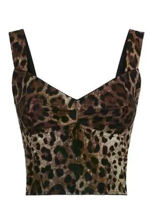 DOLCE & GABBANA Leo-print Poplin Top
