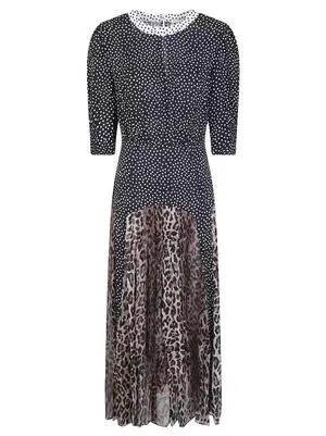 RIXO Rixo Meg Leopard And Polka Dot Midi Dress