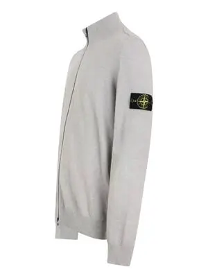 Stone Island Stone Island Logo Patch Zip-Up Sweater Grey