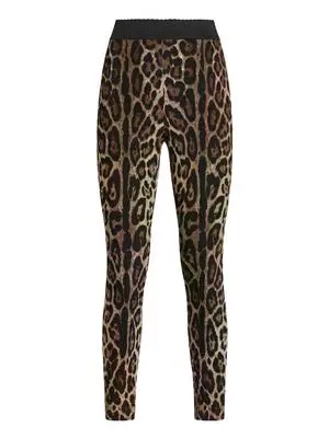 Dolce & Gabbana Leo-print Cady Leggings - Neutrals
