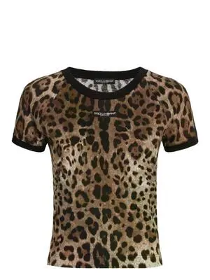 Dolce & Gabbana Leo-print Jersey T-shirt - Neutrals