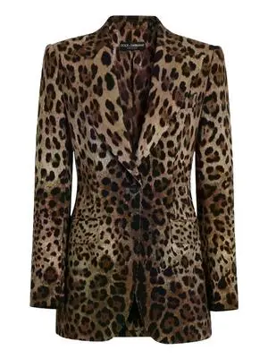 DOLCE & GABBANA Dolce & Gabbana Leo-Print Wool Single-Breasted Jacket