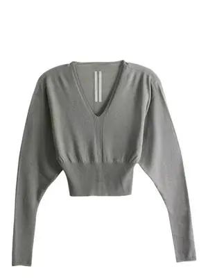 Rick Owens V-neck Ribbed Knit Sweater - Grey