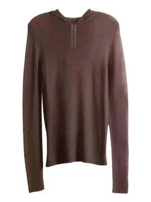 Rick Owens Ribbed Knit Sheer Hoodie - Grey