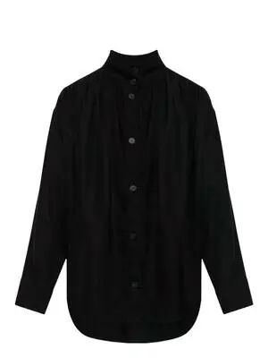 IRO PARIS Fenya High-neck Gathered Denim Shirt - Black