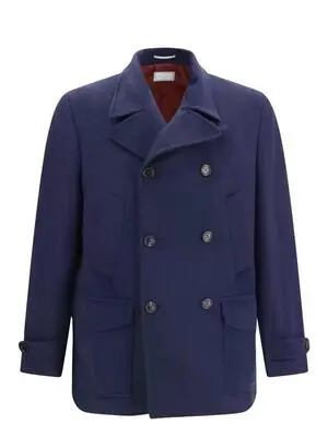 Brunello Cucinelli Double-breasted Wool Coat - Blue