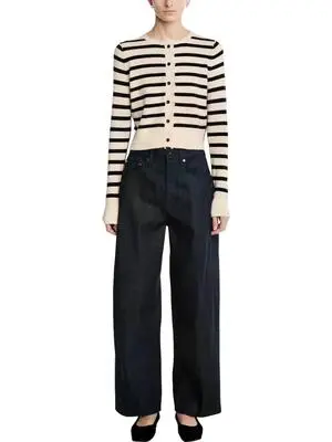 Maria Mcmanus Striped Fringe-trim Cardigan - Neutrals