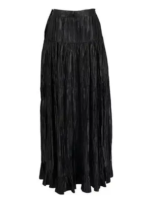 Emporio Armani Tiered Pleated Maxi Skirt - Black