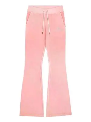 Juicy Couture Crystal-embellished Flared Velour Trousers - Pink