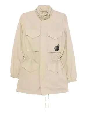 Kenzo Logo-print Parka Coat - Neutrals